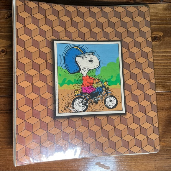 Peanuts | Office | Vintage Snoopy Motorcycle Binder With Geometric ...